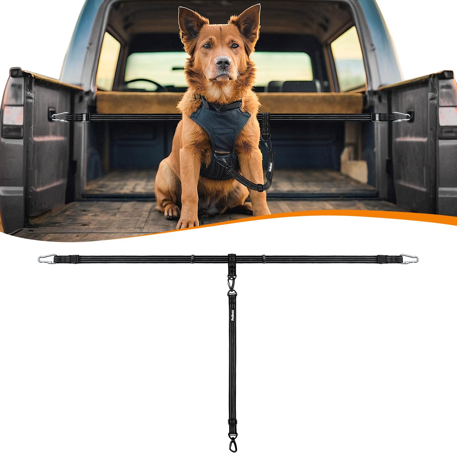PetBonus Truck Bed Dog Leash, Dog Truck Tether Tie Down, Adjustable ...