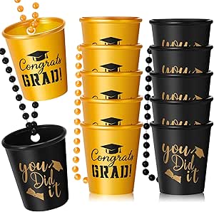 Amazon.com | 12 Pieces Graduation Shot Glass Bead Necklace Plastic Shot ...