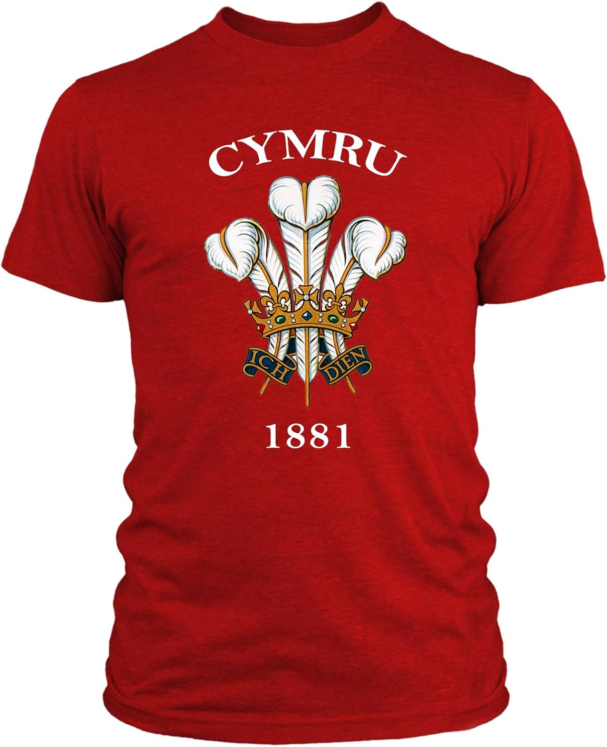 Cymru Welsh Retro Rugby Crest T Shirt - Red Three Feathers Rugby Shirt ...