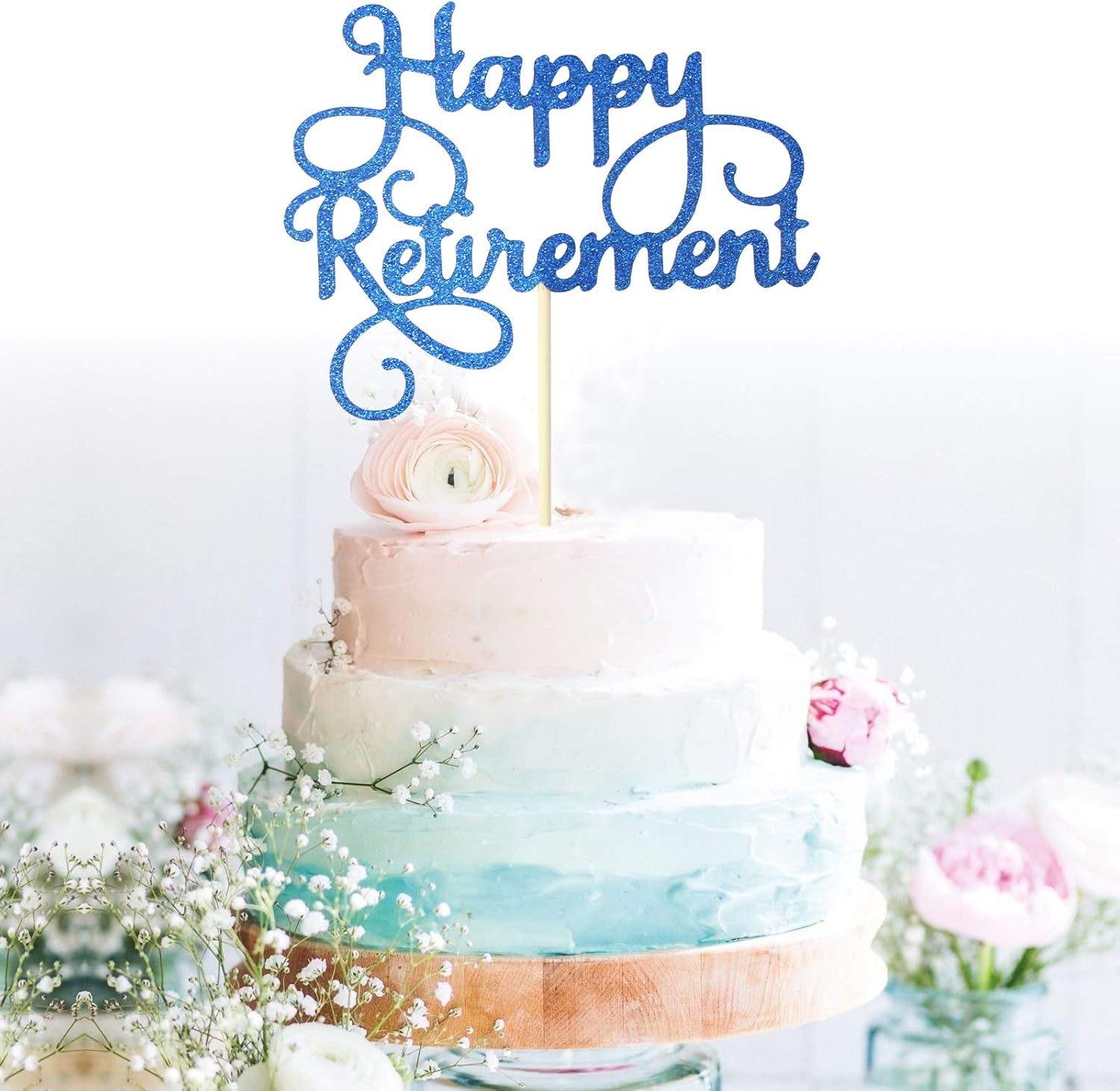 GrantParty Happy Retirement Blue Cake Topper - Retirement Party ...