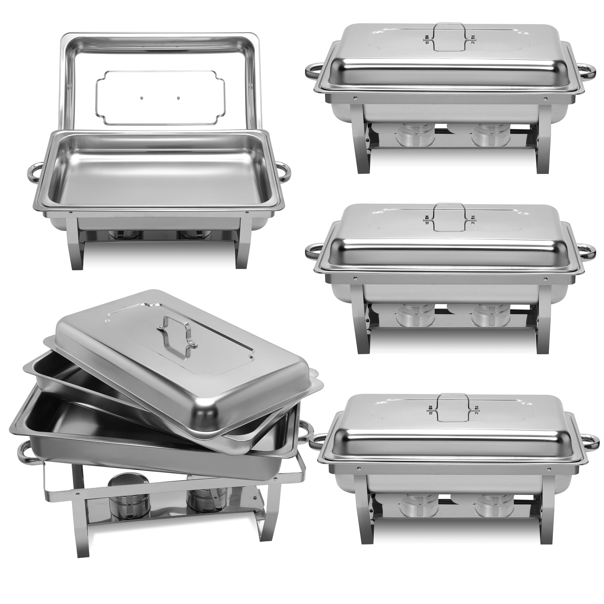 STEELUS 4 Pack Chafing Dish Set with Full Size Food Pan, Stainless ...