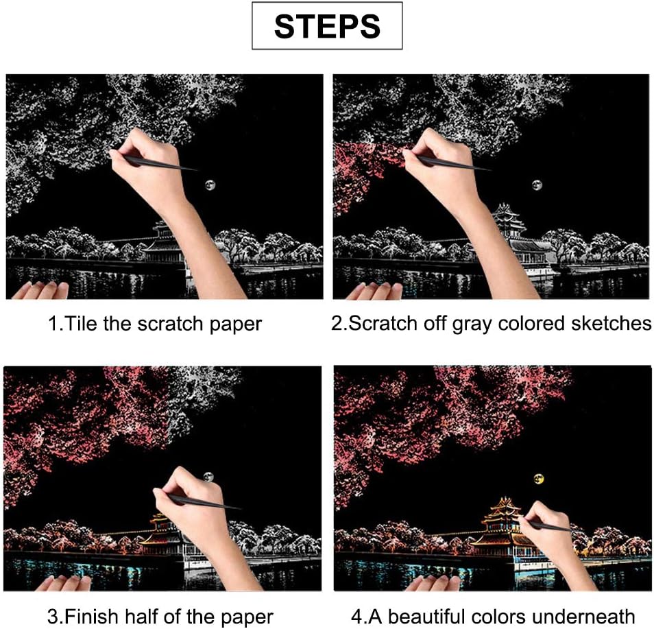 MYCreator Scratch Art for Kids, A4 Size Scratch & Sketch Art Paper ...