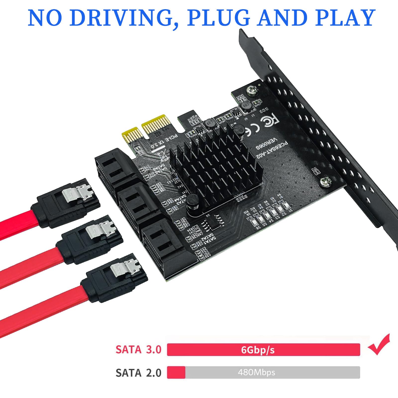 Mua PCI-E 1X to SATA 3.0 Controller Card, 6-Port SATA III 6Gbps ...