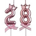 Amazon.com: AOOLADA 28th 82nd Birthday Candles, Rose Gold 82 28 Year ...