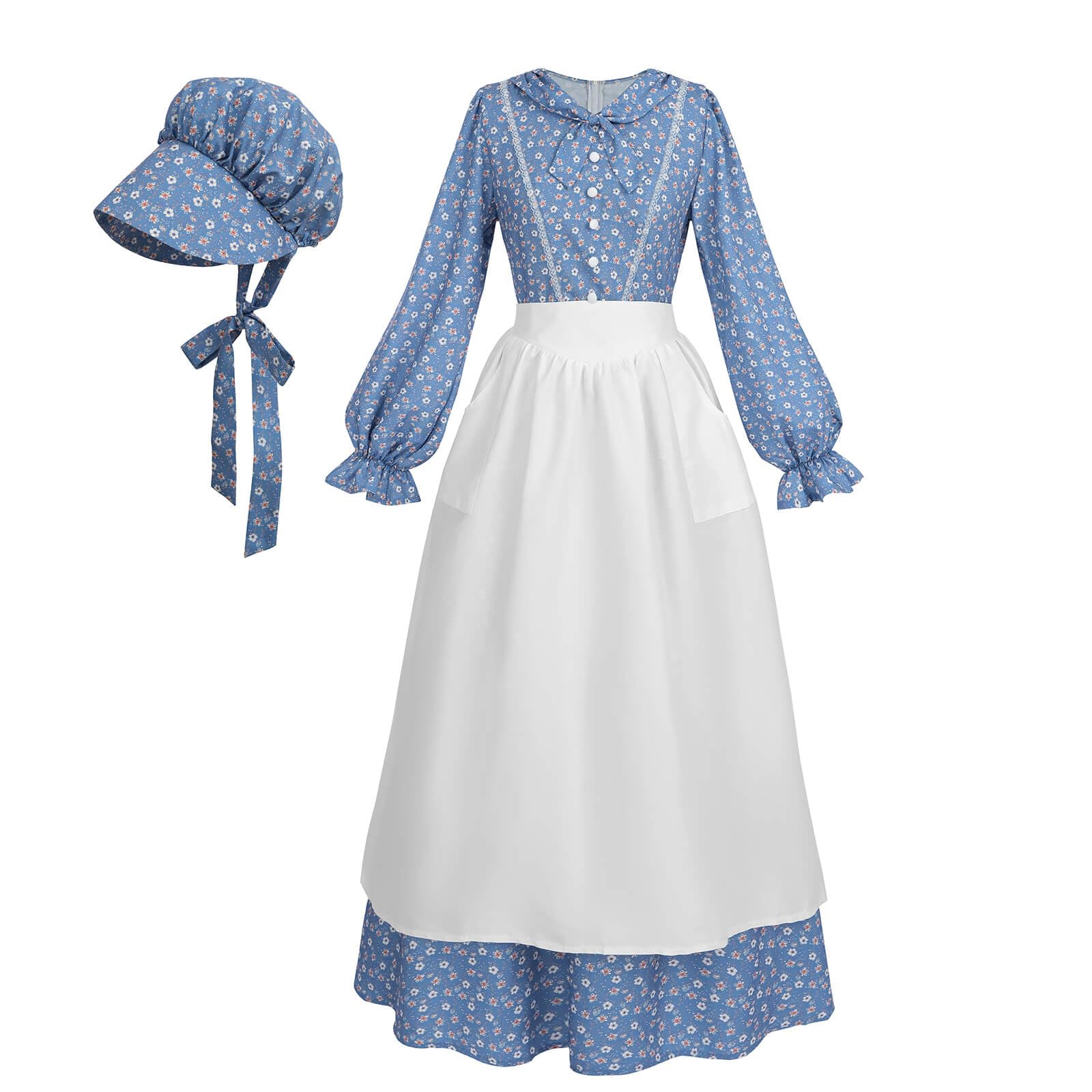 Nuoqi Prairie Dress Women Colonial Pioneer Dress with Bonnet Adult ...