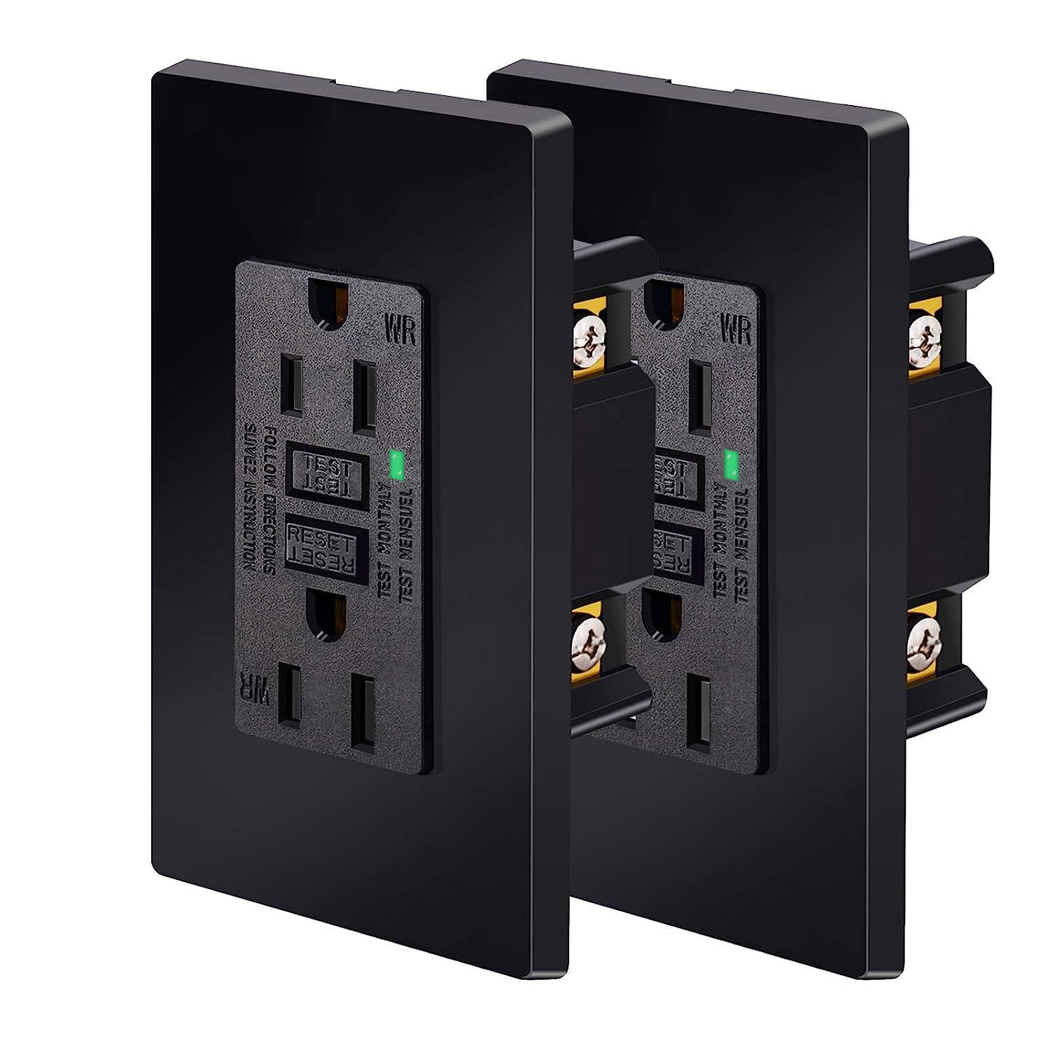 Mua Nineleaf Black GFCI Outlet 15Amp 2PK,Black Outlets Receptacles,GFI ...