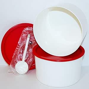 Amazon.com : Tupperware Set of 2 Coffee House Canisters with Spoon Red ...