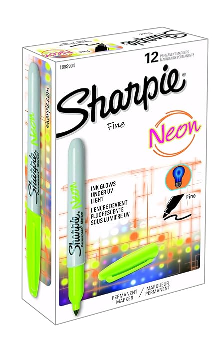 Sharpie Fine Neon Permanent Marker - Green, Box of 12: Amazon.co.uk ...
