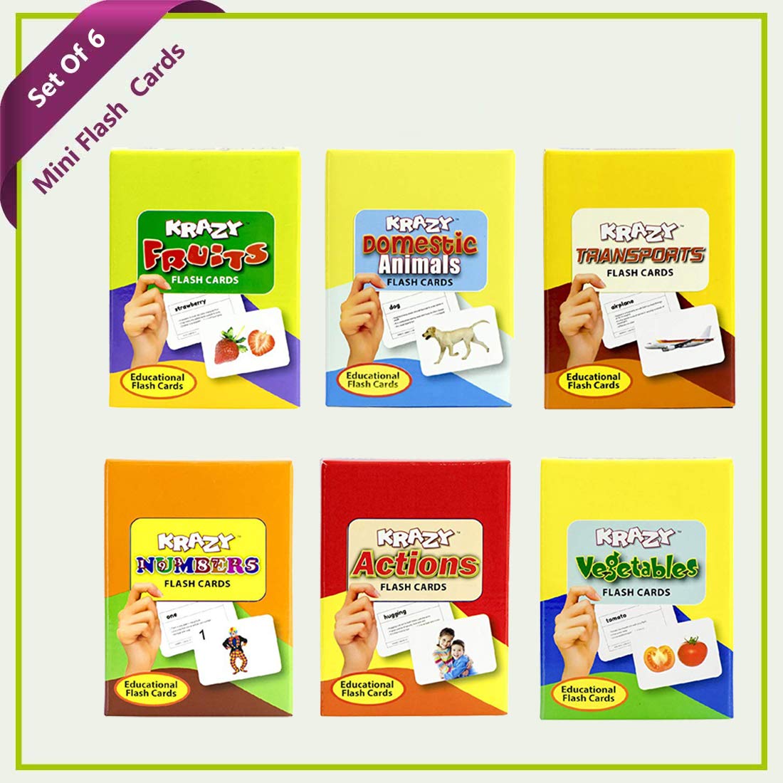 Buy Combo Set of 6 Krazy Educational Flash cards (Domestic Animals ...