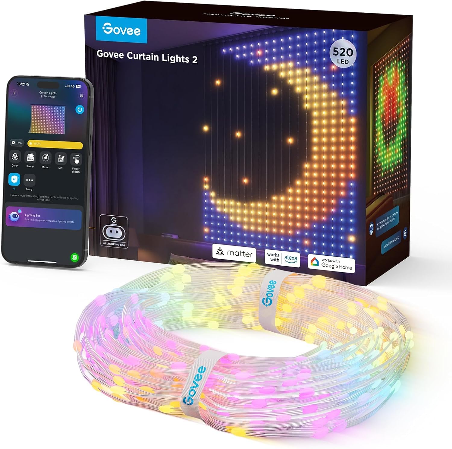 **NON-REFUNDABLE** (MISSING POWER CORD) Govee Curtain Lights 2, 520 ...