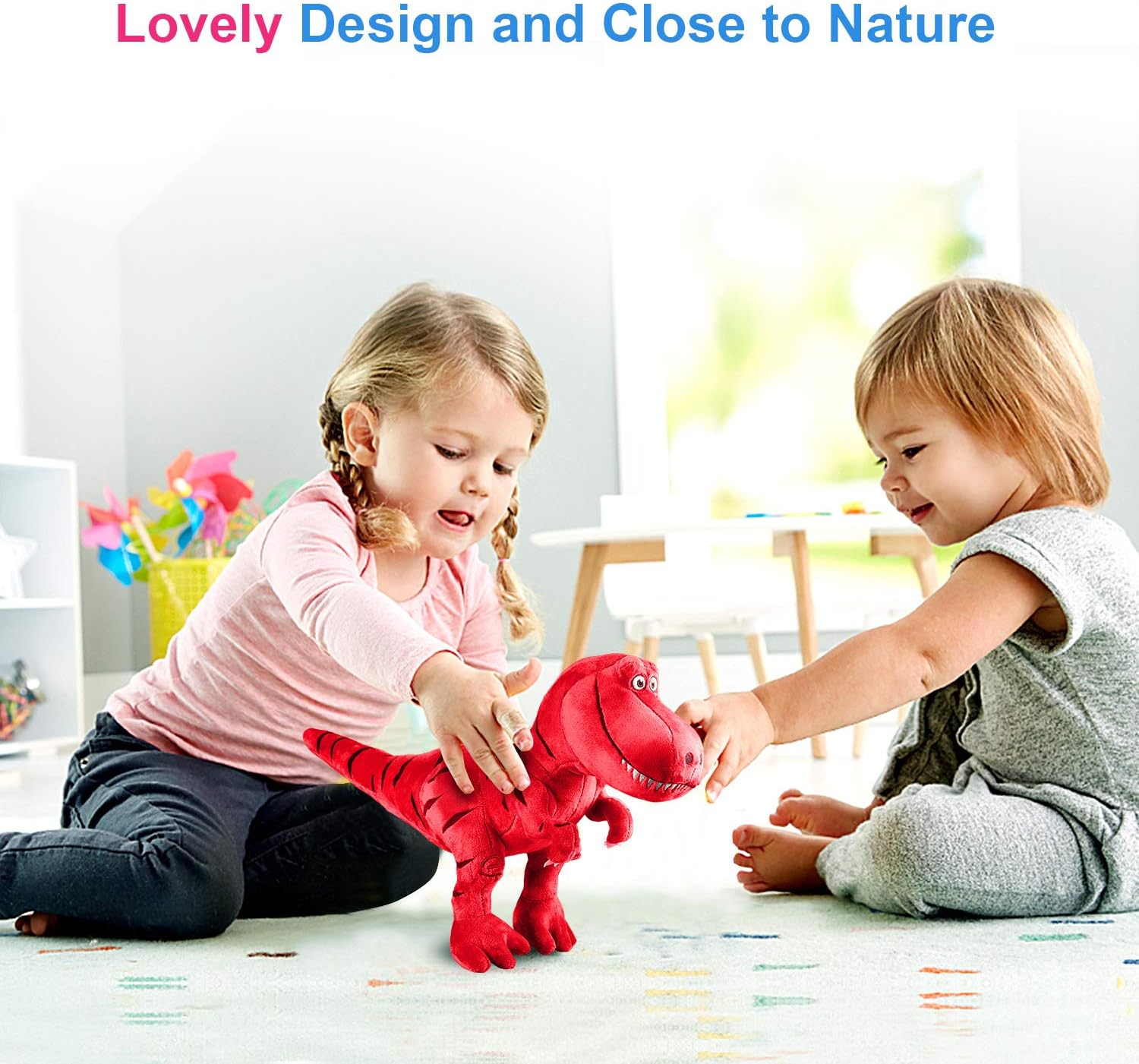 Marsjoy Red Stuffed Dinosaur Plush Toy, Plush Dinosaur Stuffed Animal ...
