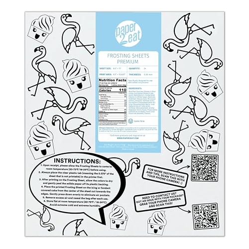 paper2eat Frosting Sheets Premium 8.5“ x 11“ – 24 count – White Edible ...