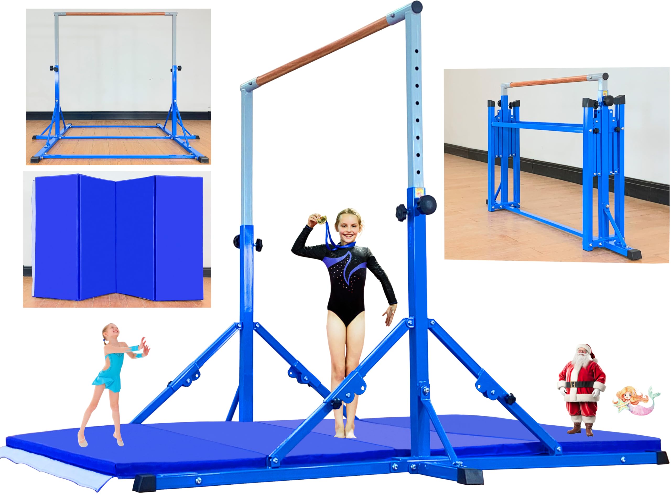 MARFULA Adjustable Gymnastics Bar with Mat 6 Ft Base Kip Bar with Mat ...
