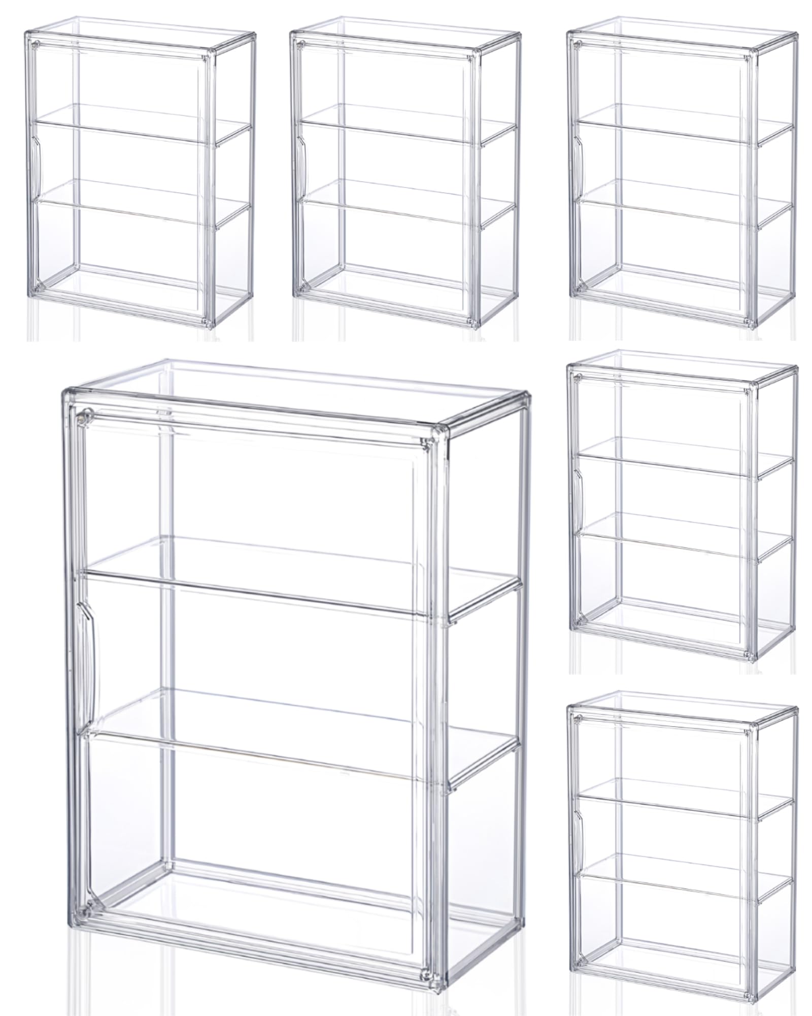 Wonderjune 4 Pcs Clear Acrylic Display Case 3 Tier Clear Display Shelf ...