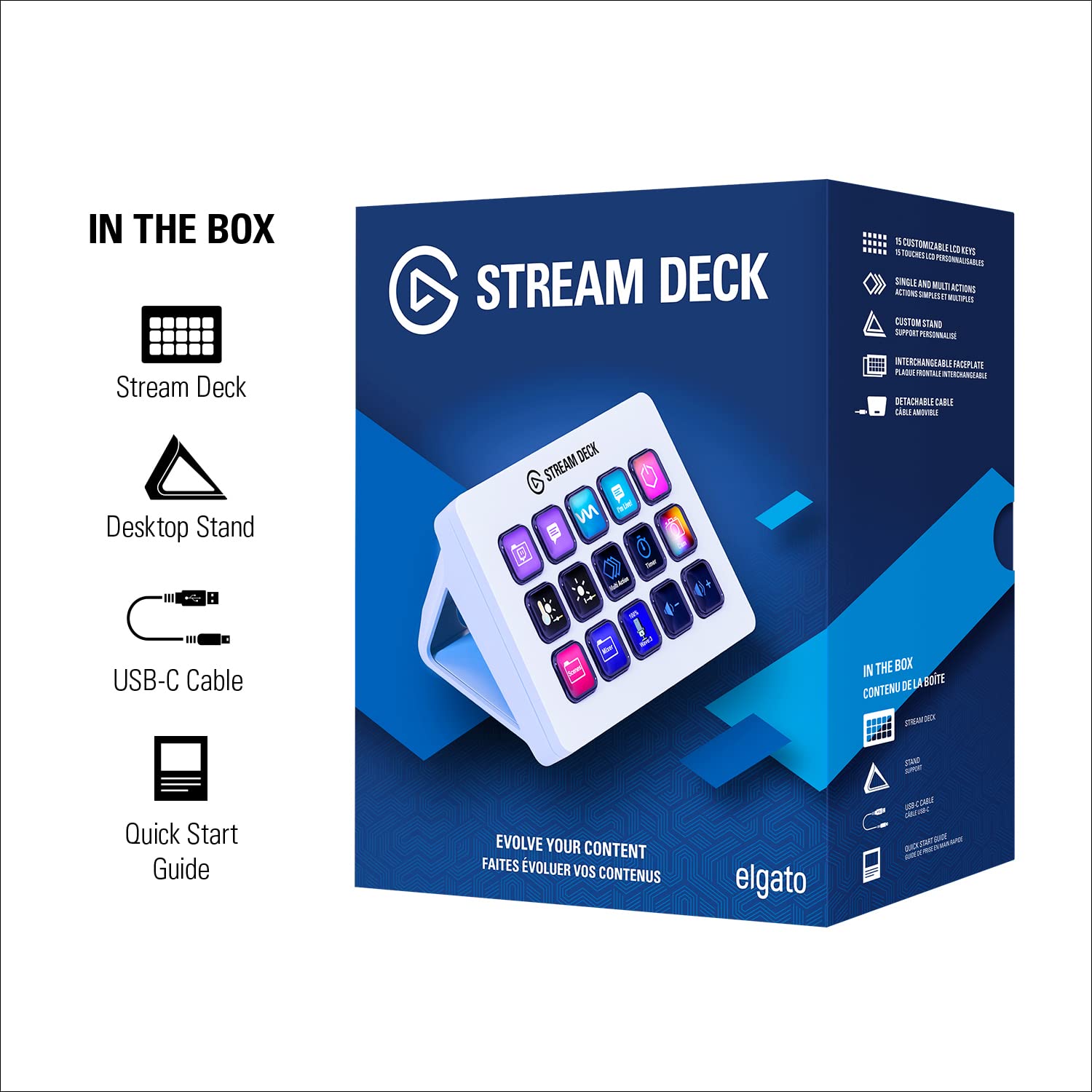 Elgato Stream Deck MK.2 White – Studio Controller, 15 macro keys, trigger actions in apps and ...