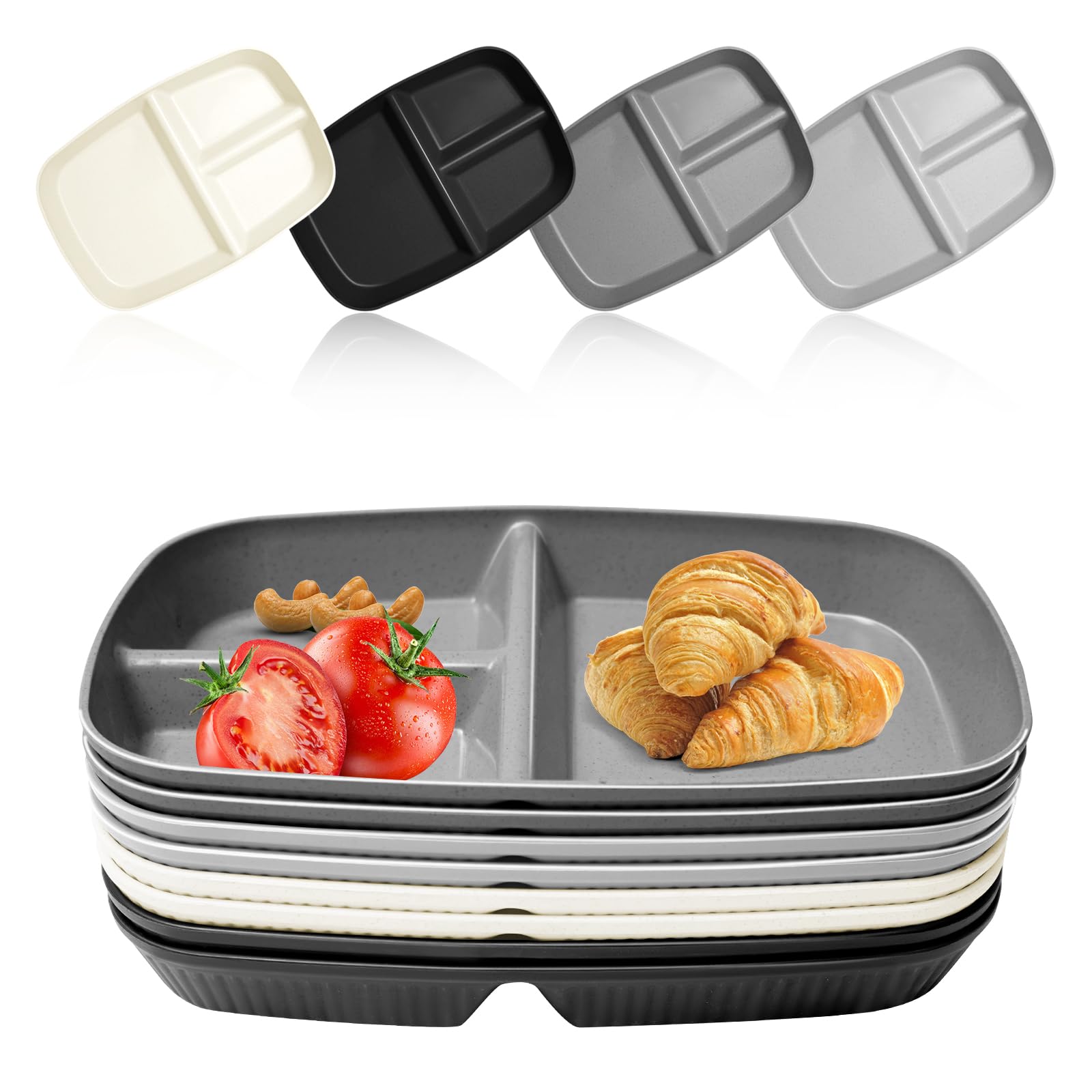FENGDUOYUN 10.6 Inch Portion Control Plastic Dinner Plates, Camping ...