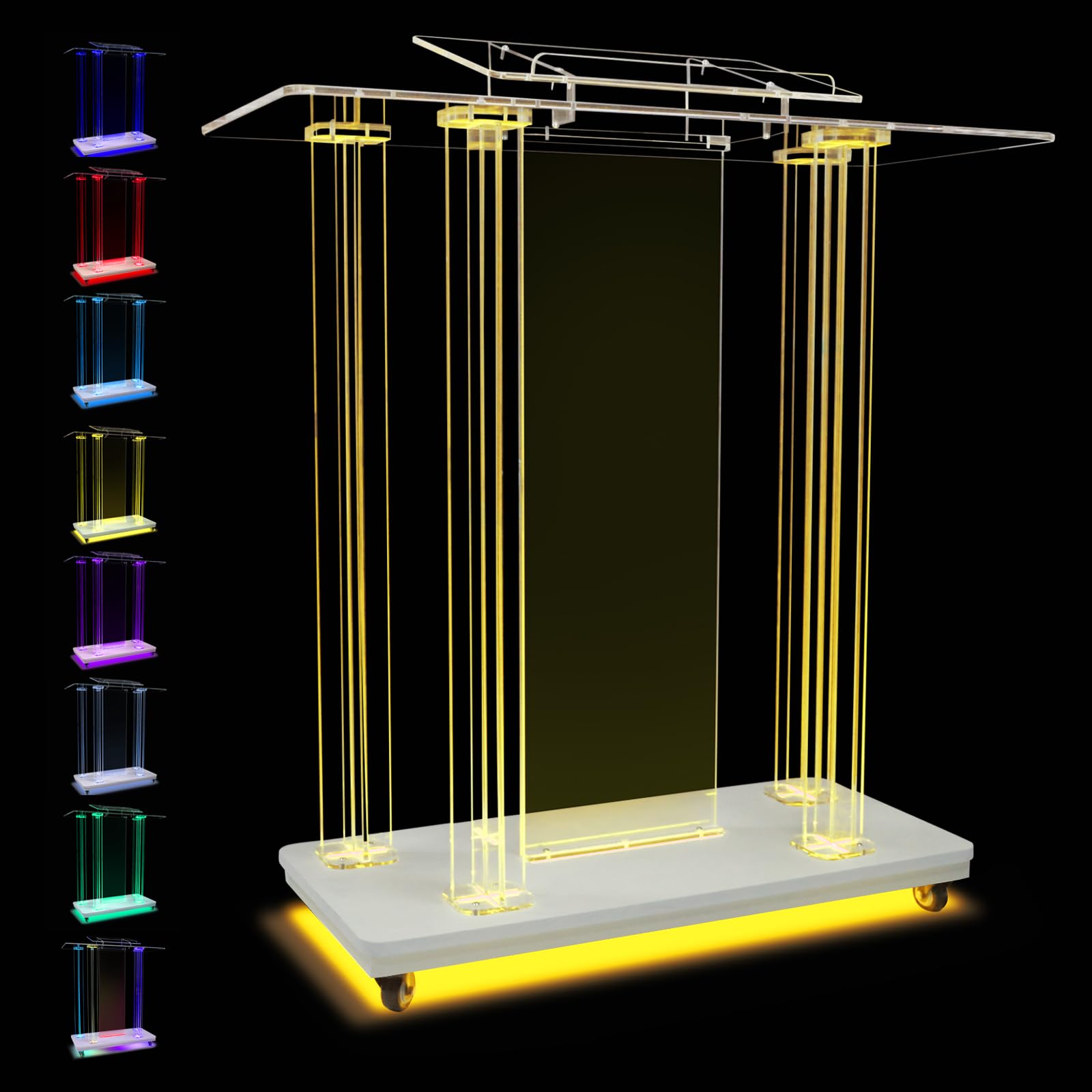 Cutora Acrylic Pulpits for Church with LED Lights 46" Tall Podium Stand ...
