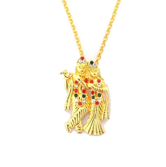 Buy Modish Look Radha Krishna Locket with Gold Chain at Amazon.in