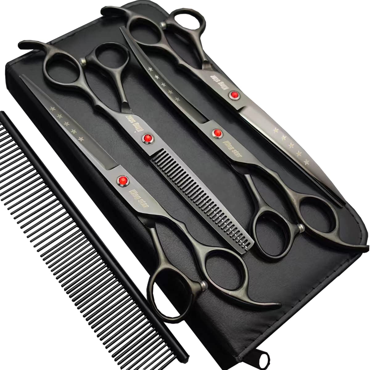 7.0in Titanium Professional dog Grooming Scissors set,Straight ...