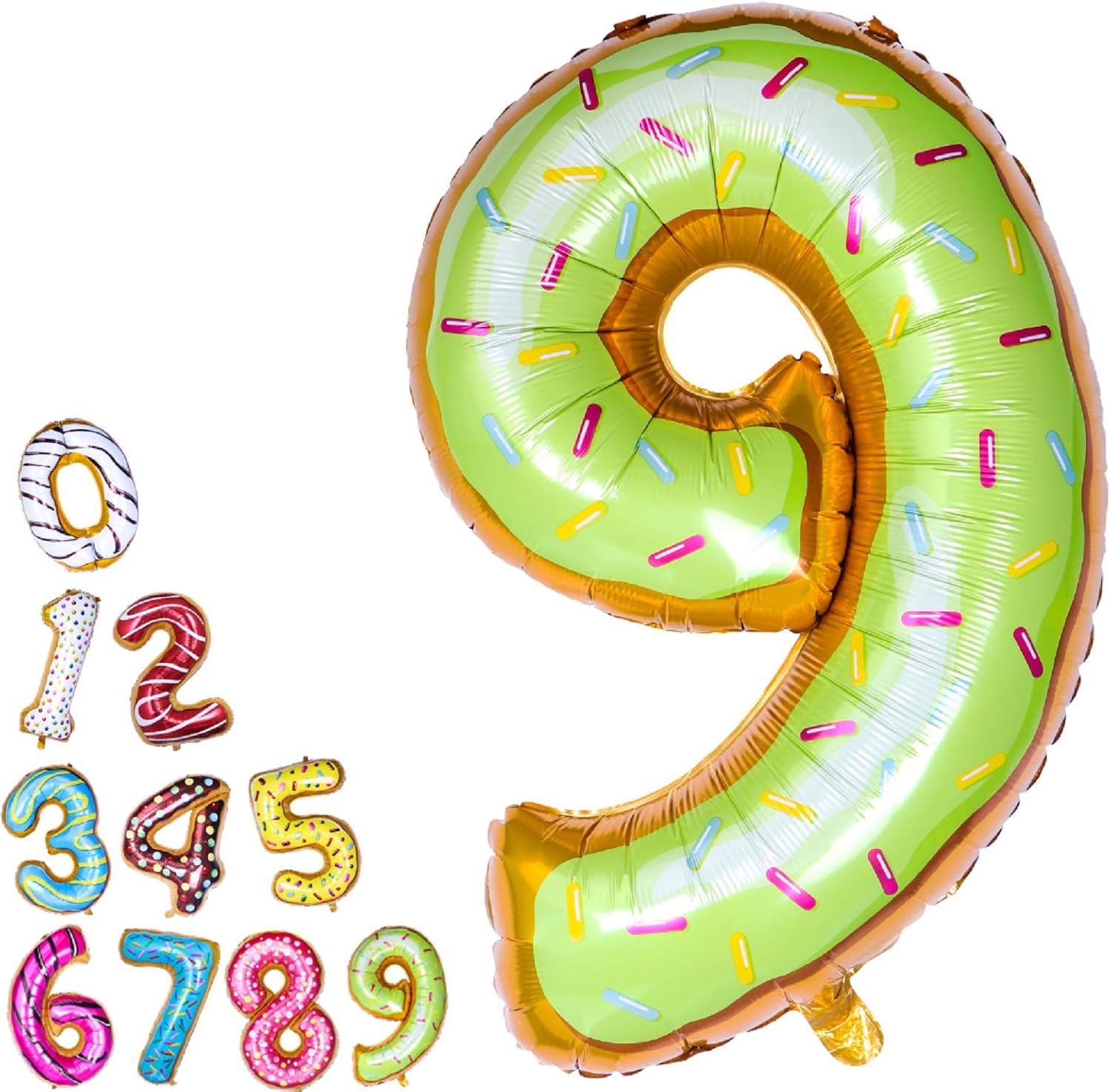 40 Inch Funny Donut Number 9 Party Balloons Foil Number Balloon for ...