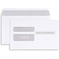 Amazon.com : 25 W2 Envelopes, Self Seal, Double Window Security Envelopes Designed for Printed ...
