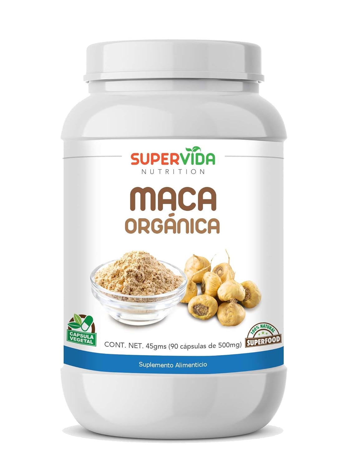 Maca Orgánica en polvo 90 Capsulas SuperVida Nutrition: Amazon.com.mx ...