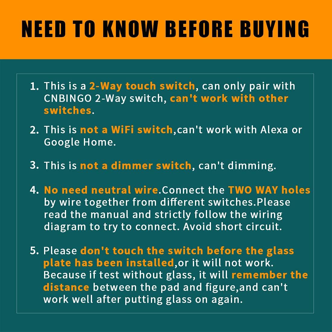 CNBINGO Touch Light Switch, Black Triple 2-Way Light Switch, Tempered ...