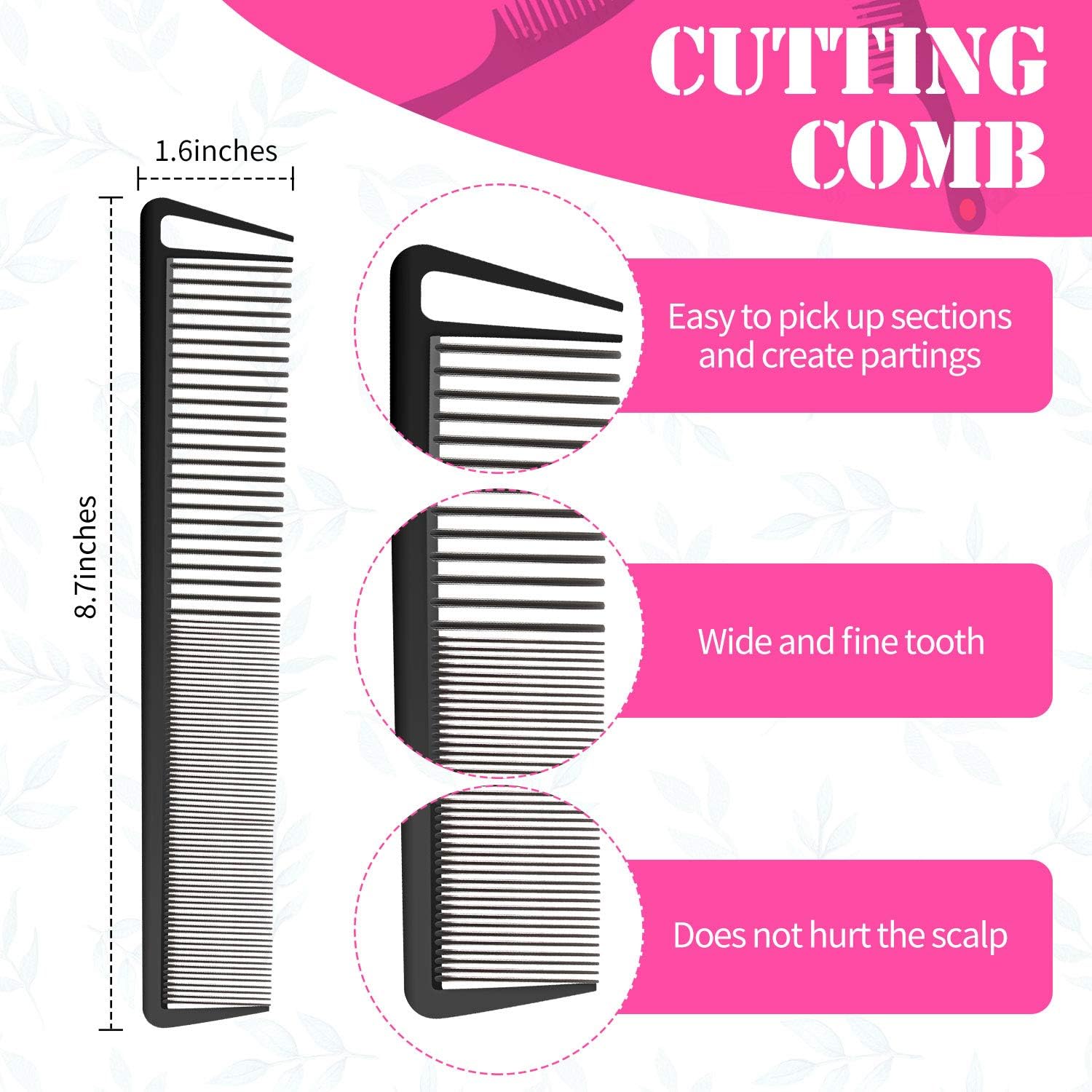 2 Pieces Carbon Fiber Combs and 6 Pieces Sectioning Alligator Hair Clip ...