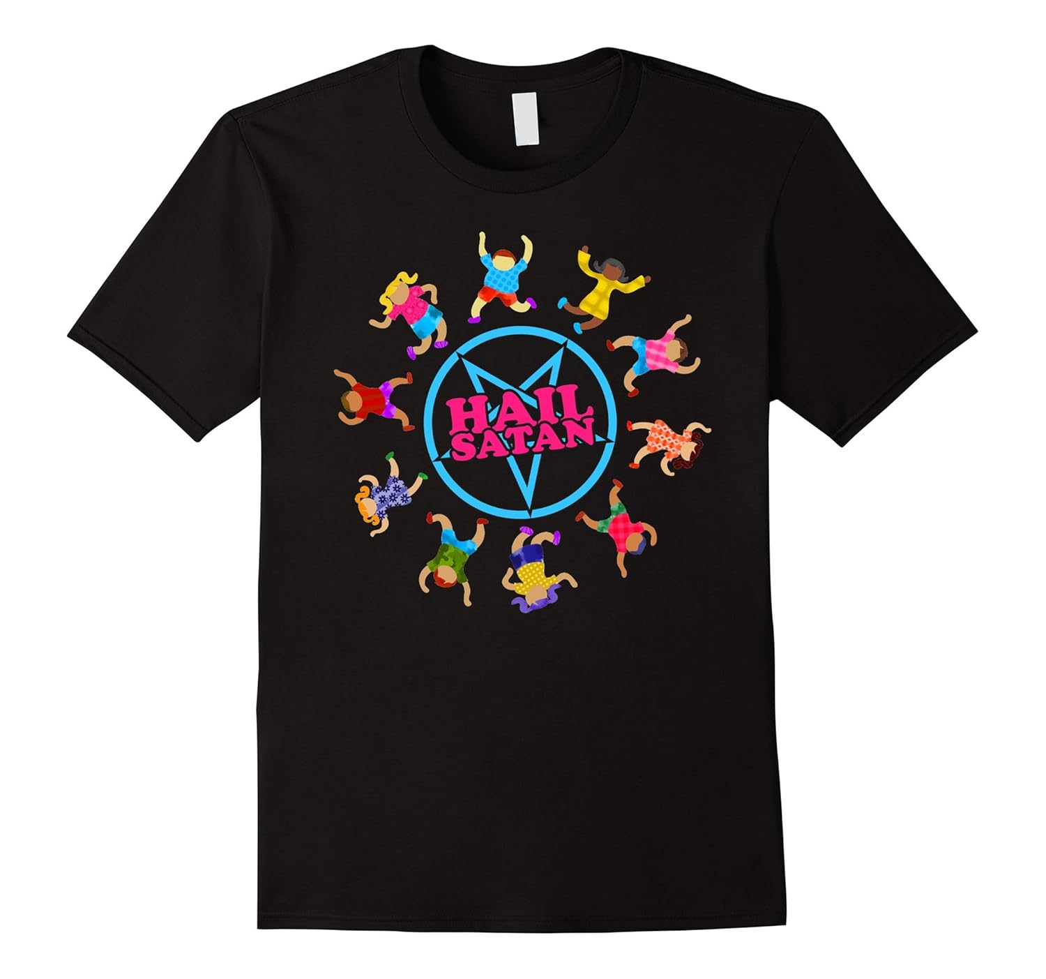Children Dancing “Hail Satan” Pentagram T-Shirt-CL – Colamaga