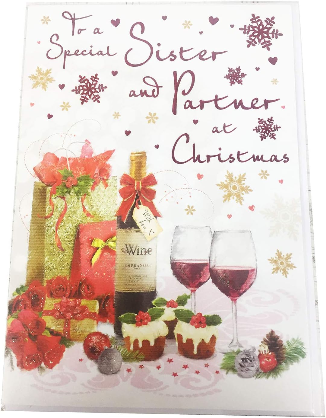 Christmas Card for Sister and Partner & Envelope Seal Greeting Luxury ...