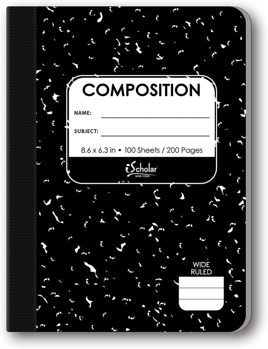 Amazon.com : iScholar Small Black and White Composition Notebook, Wide ...