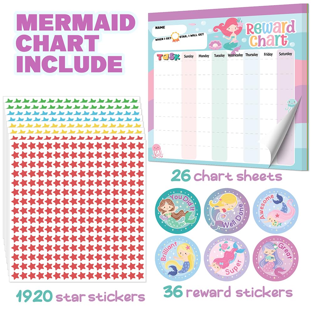 Reward Chart For Kids – Mermaid Magnetic Kids Behavior Chart, Pad With ...