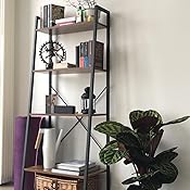 HOMCOM 4-Tier Vintage Ladder Shelf Bookcase Wood Storage Rack Stand ...