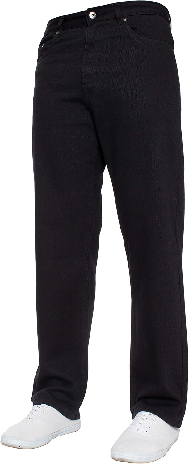 New Mens Straight Leg Basic Heavy Work Jeans Denim Pants All Waist Big ...