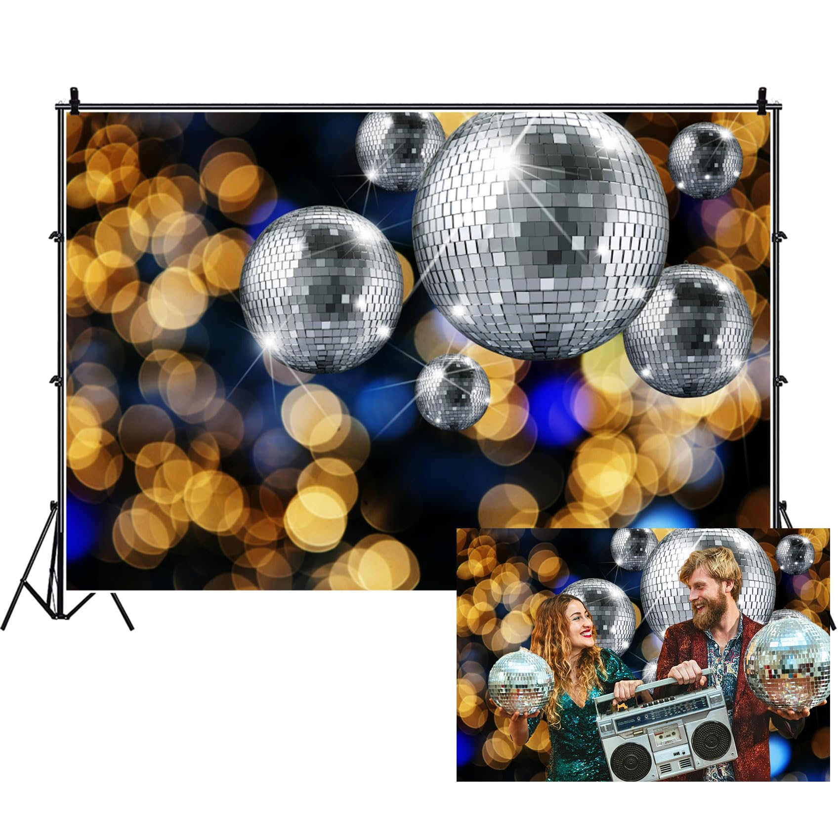 Mua Renaiss 9x6ft Discos Ball Party Theme Backdrop Night Club Music ...