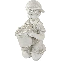 Amazon.com : 15" Solar LED Lighted Boy with Flowers Outdoor Garden ...