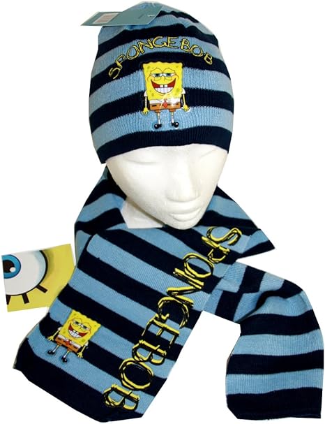 SPONGEBOB striped Beanie Hat and Scarf: Amazon.co.uk: Clothing