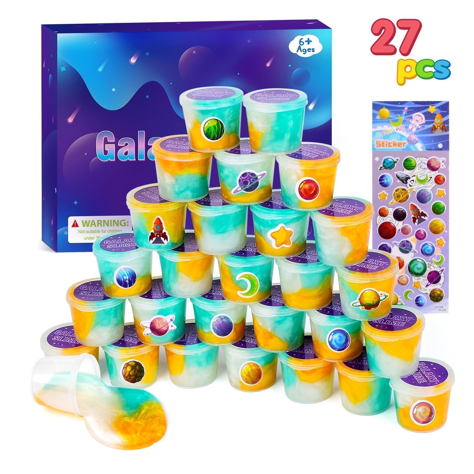 Valentine's Day Galaxy Slime Kit, 27 Pack Slime Party Favor Gifts, Bulk ...