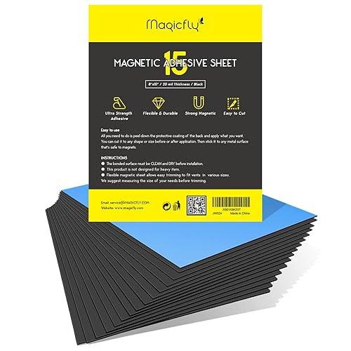 Magicfly Adhesive Magnet Sheets 8 x 10 Inch, 15 Pack Flexible Magnetic ...