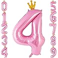 Amazon.com: Crown Pink Number 4 Balloon 40 Inch, Big Large Foil Helium ...