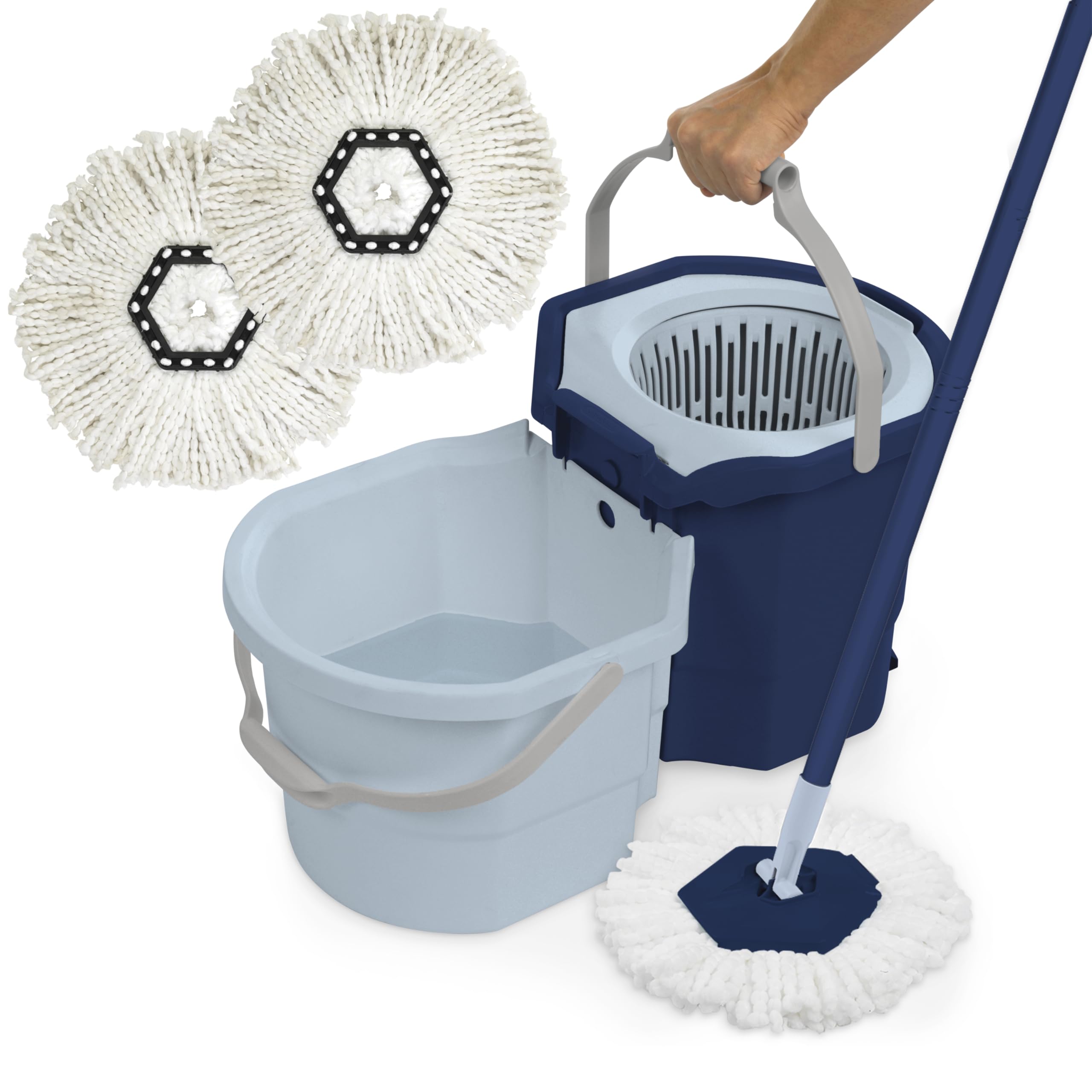 Casabella Clean Water Spin Mop with 2-Bucket System, Spin Mop and ...