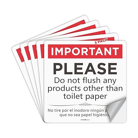 Mua Please Do Not Flush Sign stickers 5 Pack 6" x 6" Please Do Not ...
