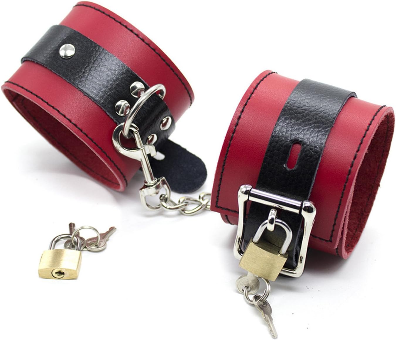 Amazon.de: Boowhol Leder Handschellen Fußschellen Abschließbar mit ...