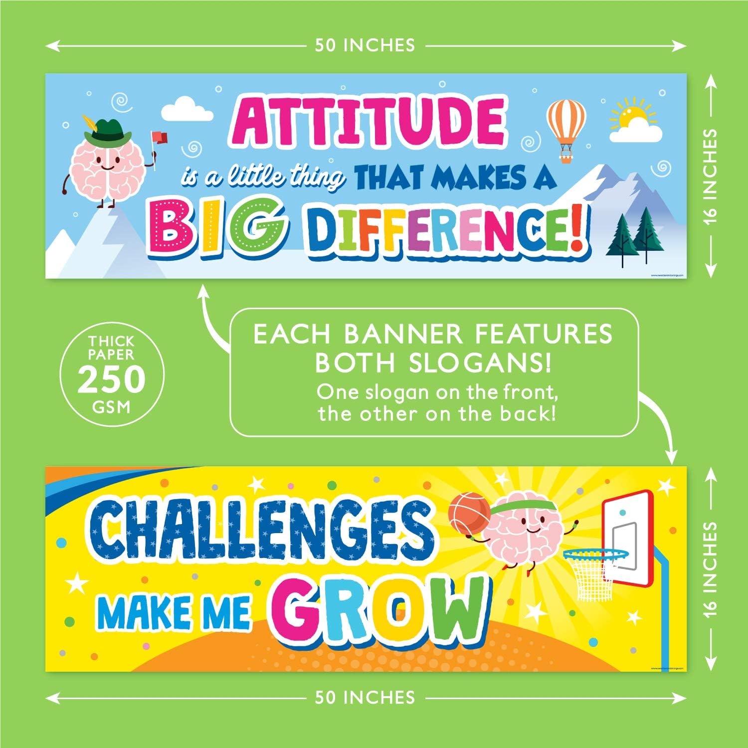 Sweetzer & Orange Motivational Banners Growth Mindset Posters ...