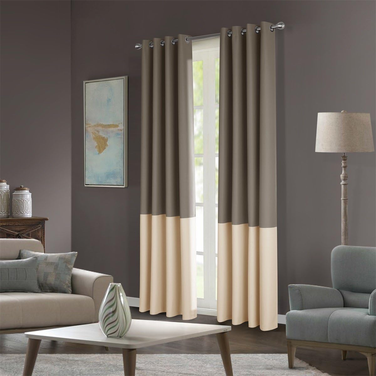Amazon.com: Dreaming Casa Stitching Style Two Tone Curtains Light ...