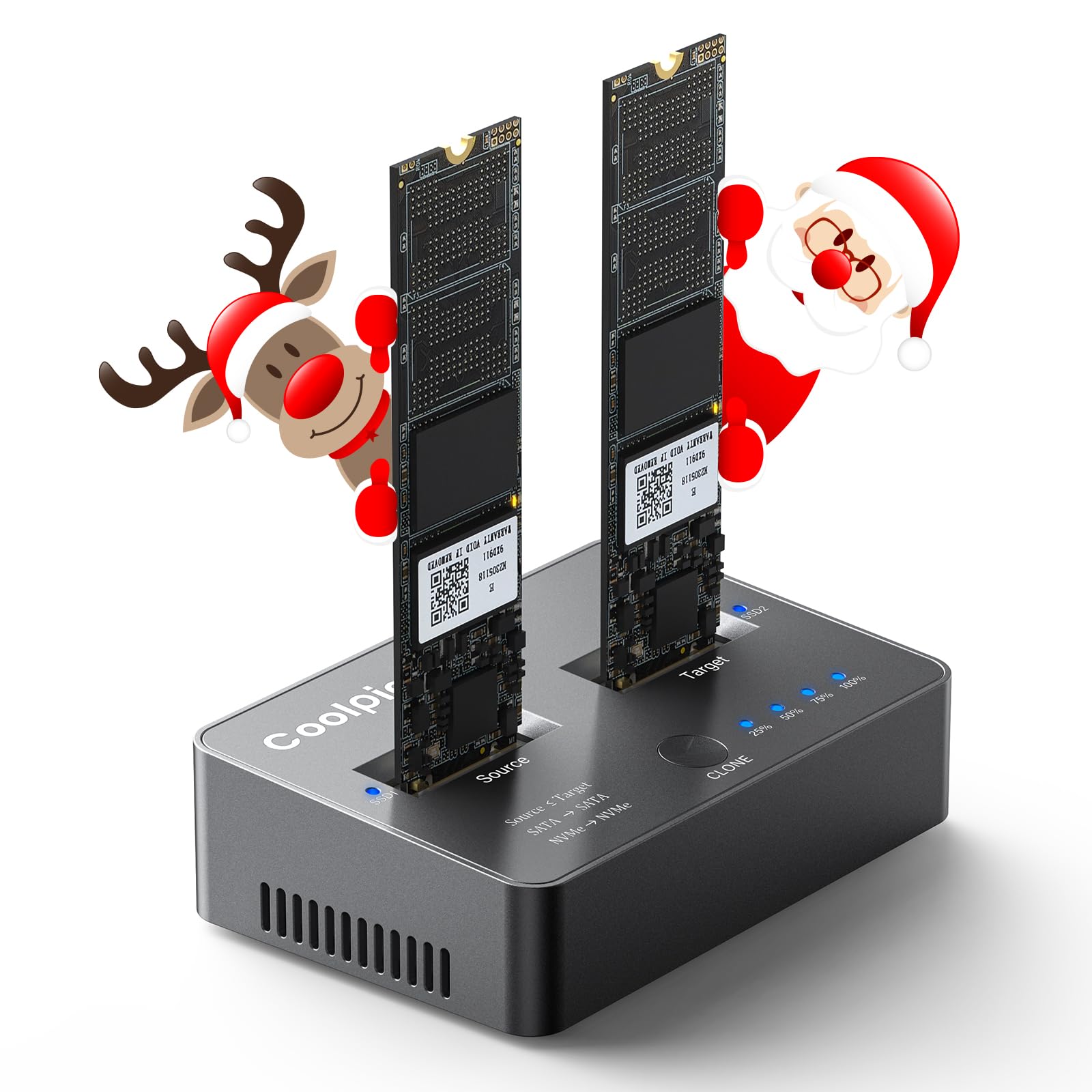 M 2 NVME SATA Duplicator Coolpie CR121 Dual Bay Offline Clone M 2 NVME