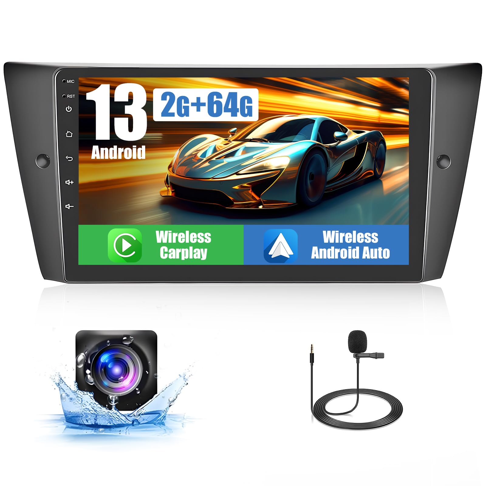 Inefala 2+64G Android 13 CarPlay Car Stereo Radio for BMW 3 Series 328i ...