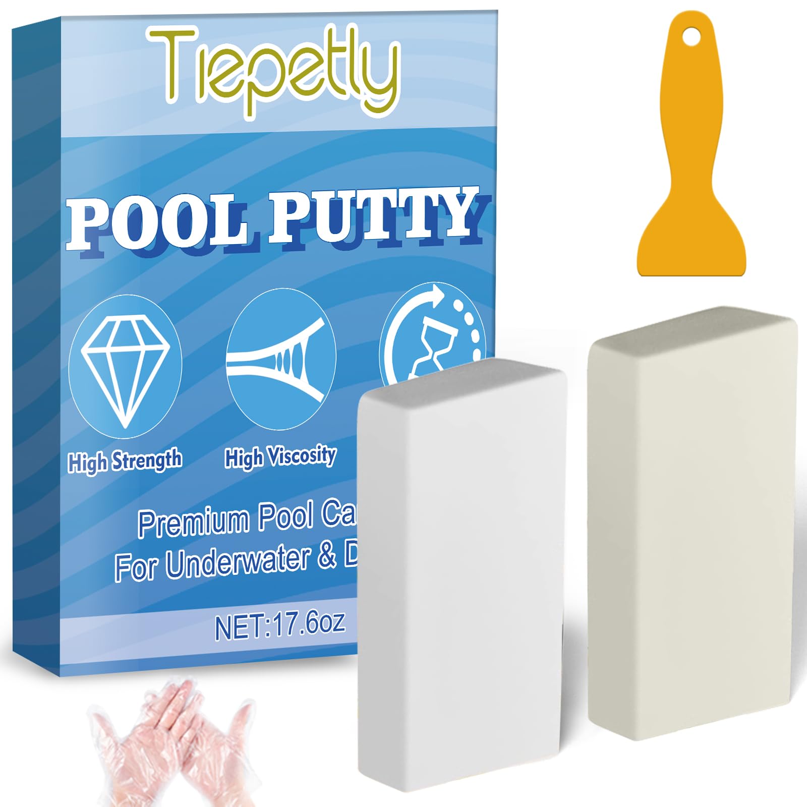 Pool Putty for Leaks Underwater 17.6 Oz, 2 Part Epoxy Putty Set, Fix ...