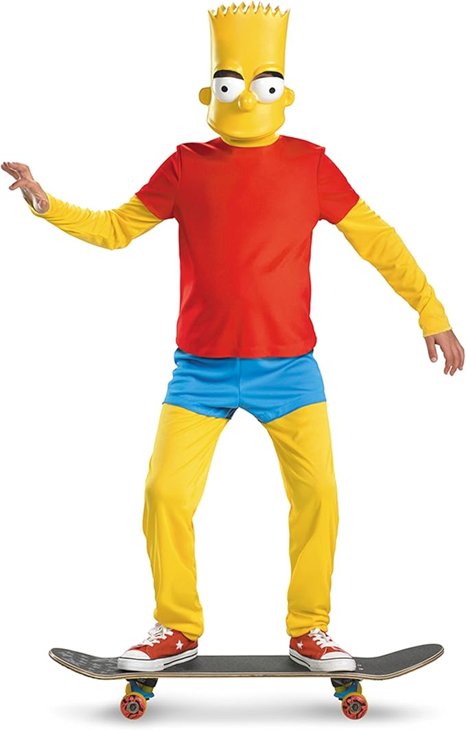 Disguise The Simpsons Bart Simpson Deluxe Costume, Red/Yellow/Blue ...