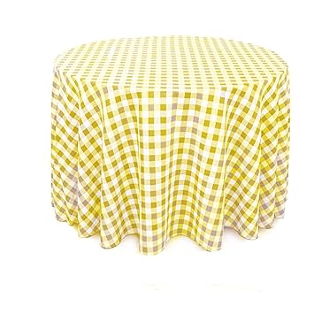 Amazon.com: Round Checkered Tablecloth 120 Inches (LT YELLOW & WHITE ...